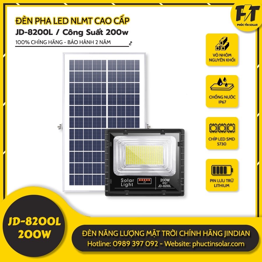 Đèn led năng lượng mặt trời 200W JD-8200L